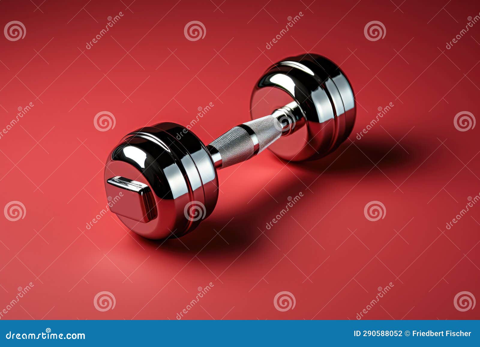 A Chrome Dumbbell on a Red Surface. Stock Photo - Image of dumbbell ...