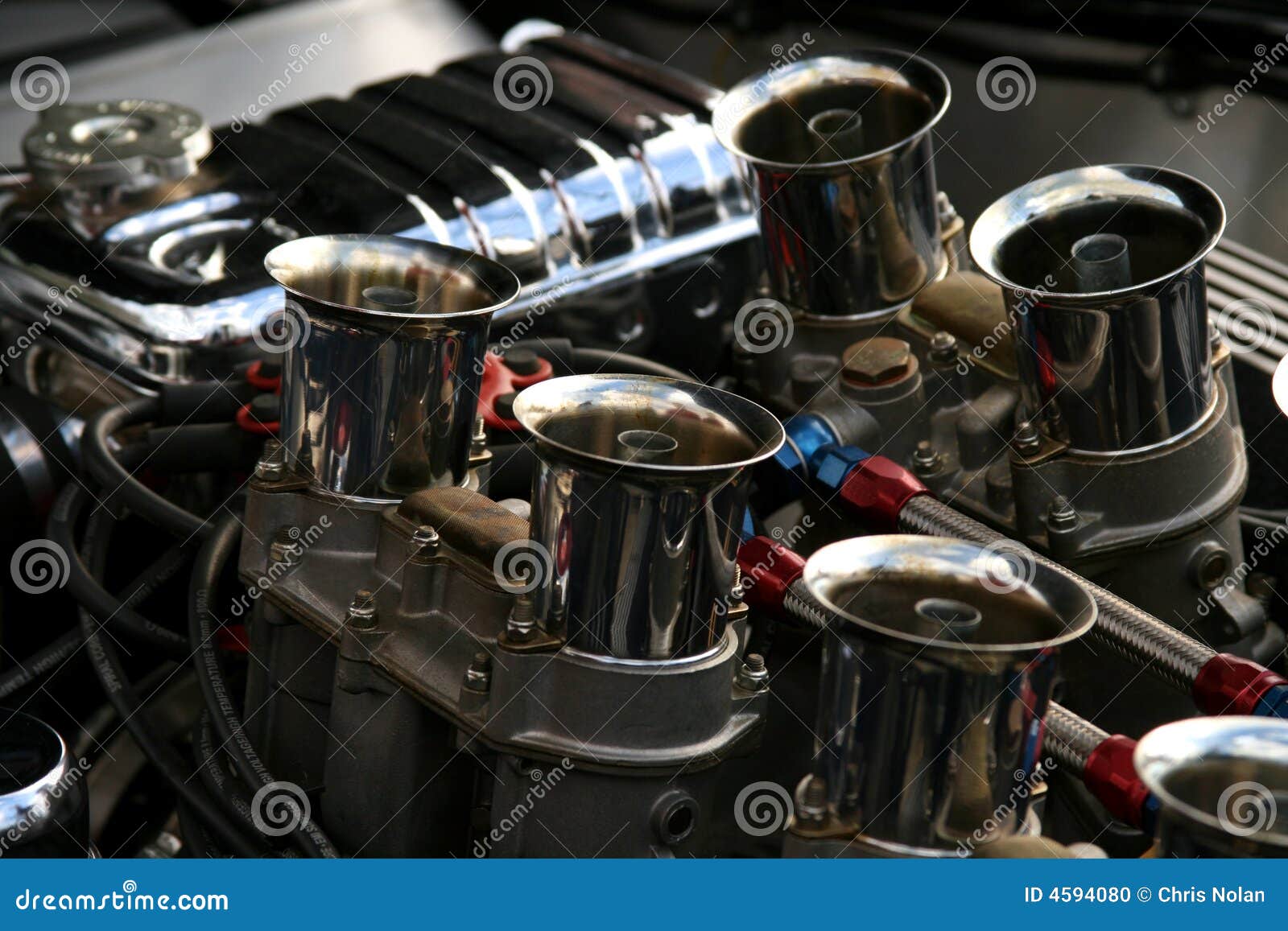 Chrome Engine on Classic American Car Stock Photo - Image of engine ...