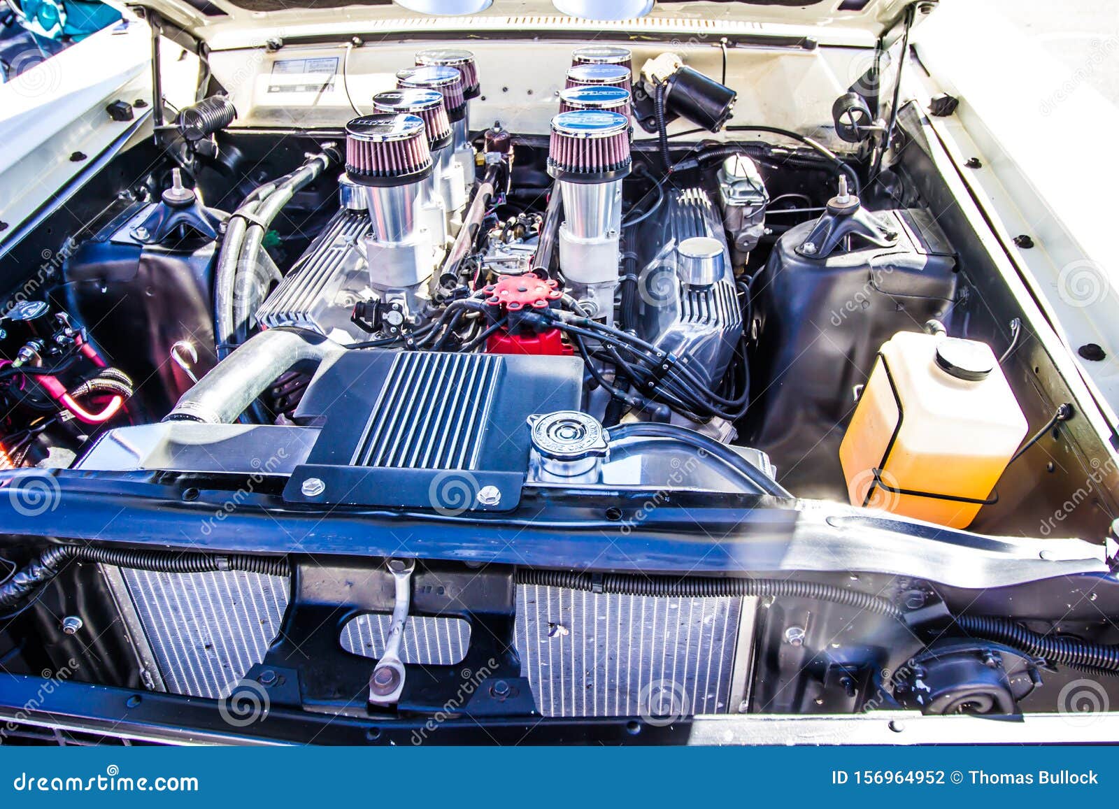 Chrome Engine on Souped Up Automobile Stock Photo - Image of hoses ...