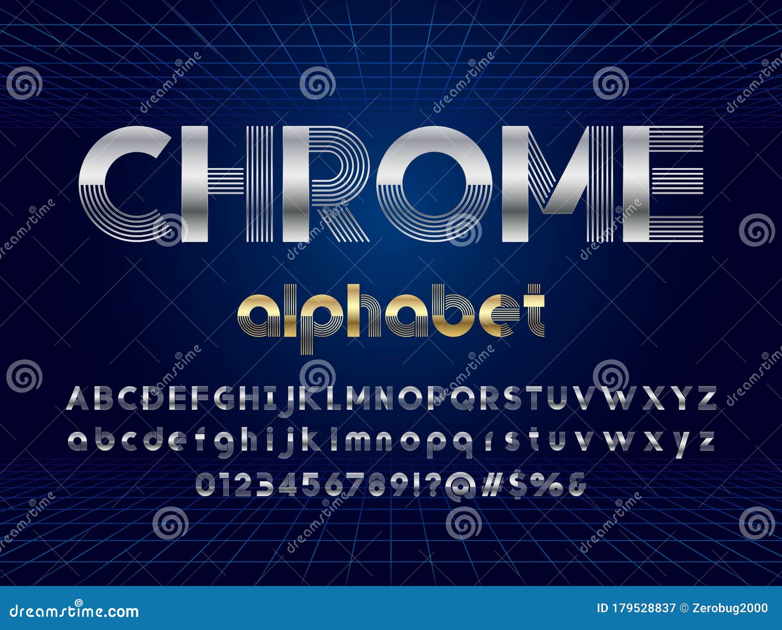 Chrome font stock vector. Illustration of trendy, silver - 179528837