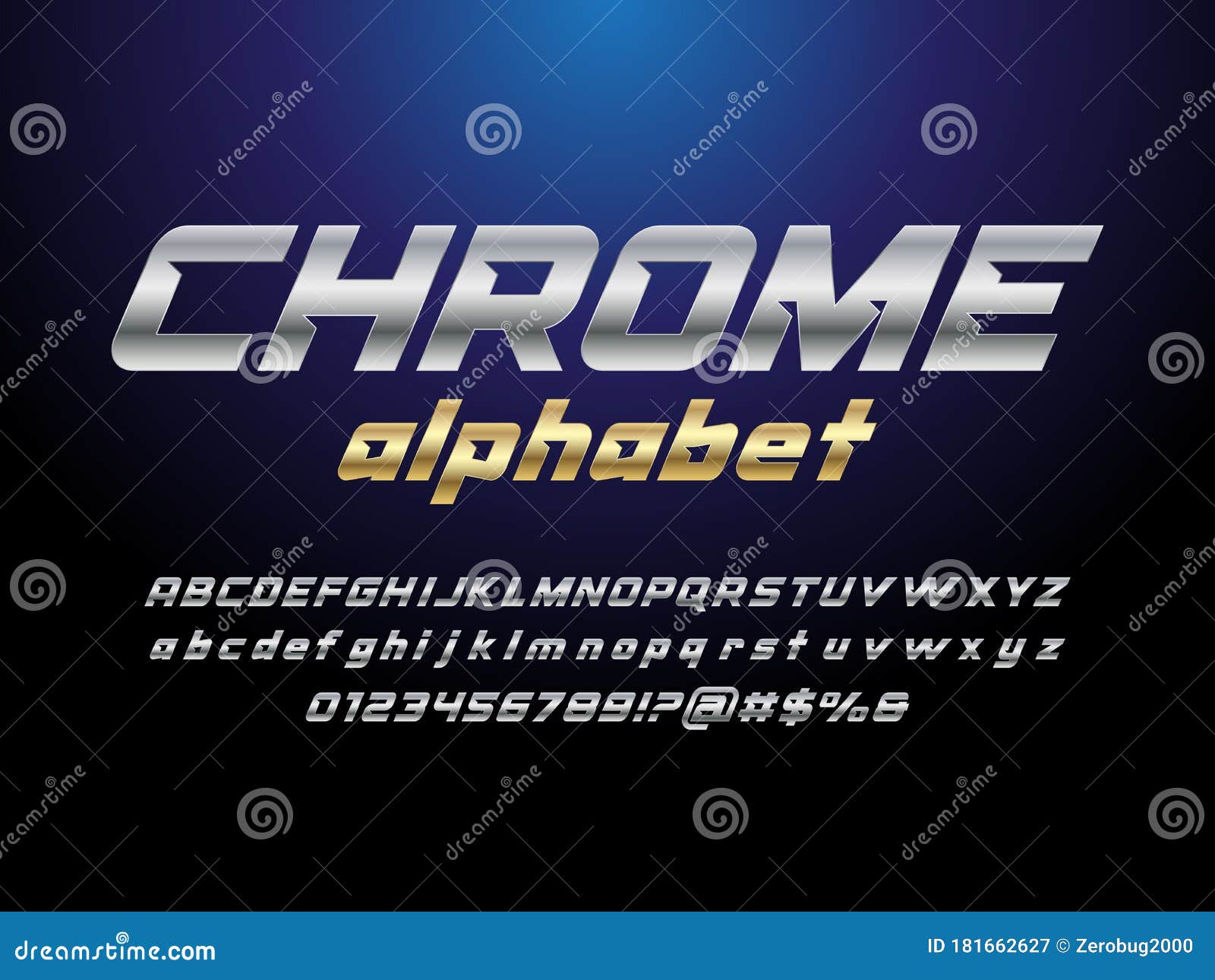 Chrome font stock vector. Illustration of abstract, alphabet - 181662627