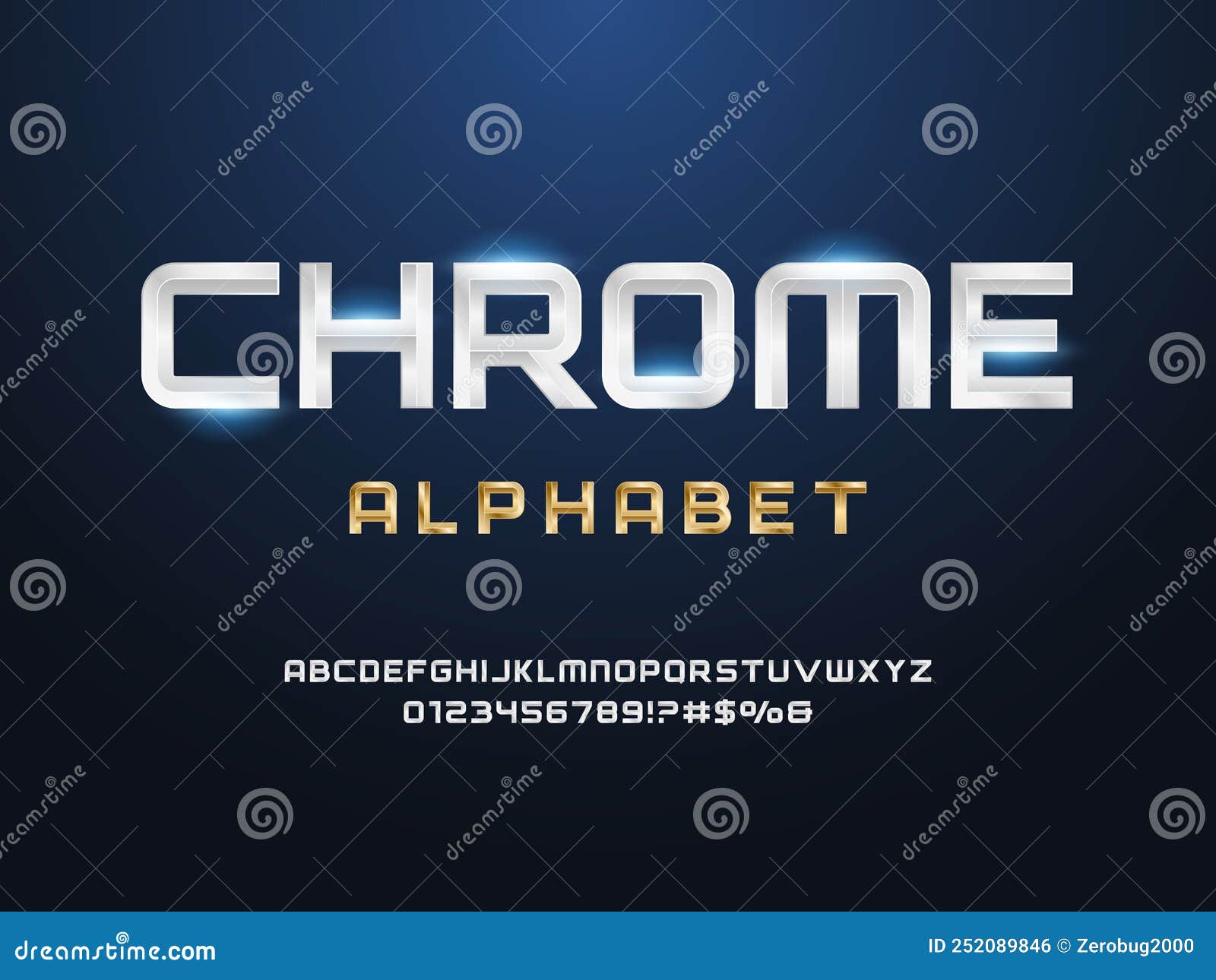 Chrome font stock vector. Illustration of vector, metallic - 252089846