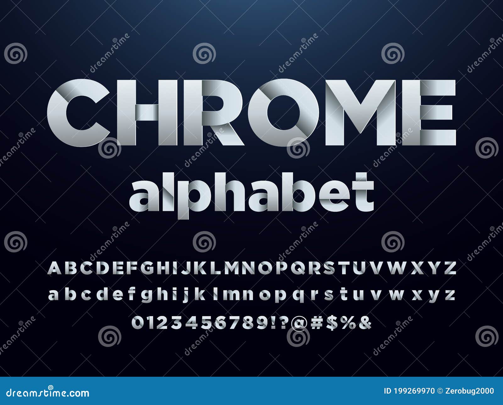 Chrome font stock vector. Illustration of type, bold - 199269970