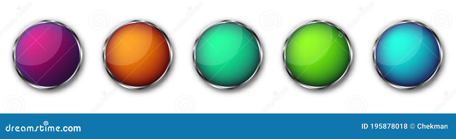 Chrome Frame Buttons. Vector Illustration. Set of Round Buttons Stock ...