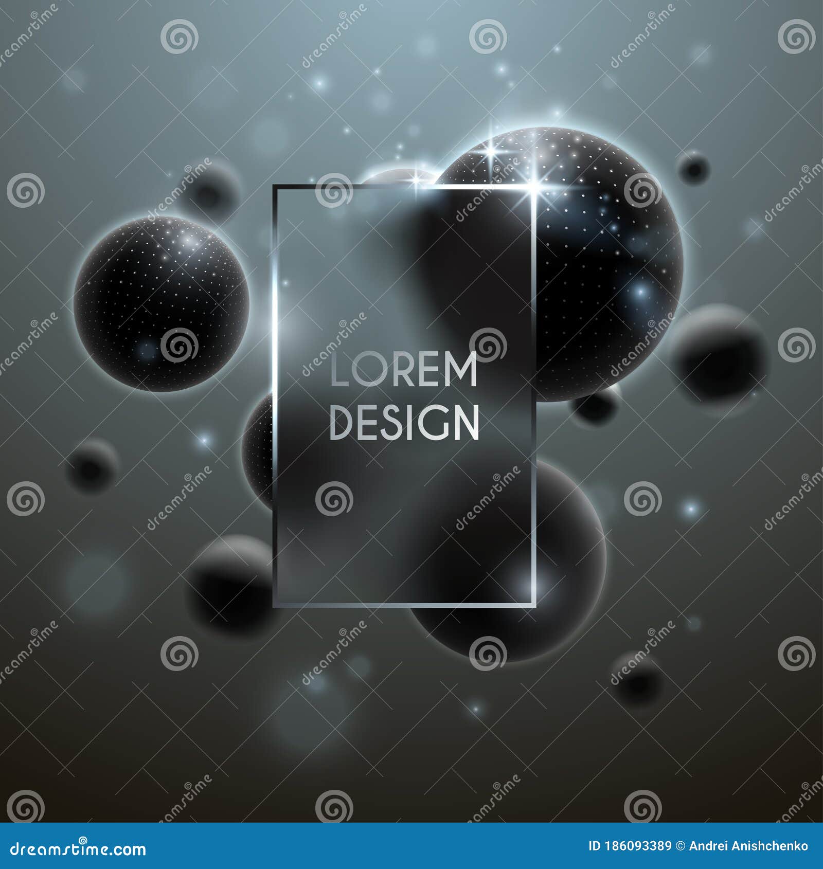 Chrome Frame And Flack Spheres Background Cartoon Vector ...