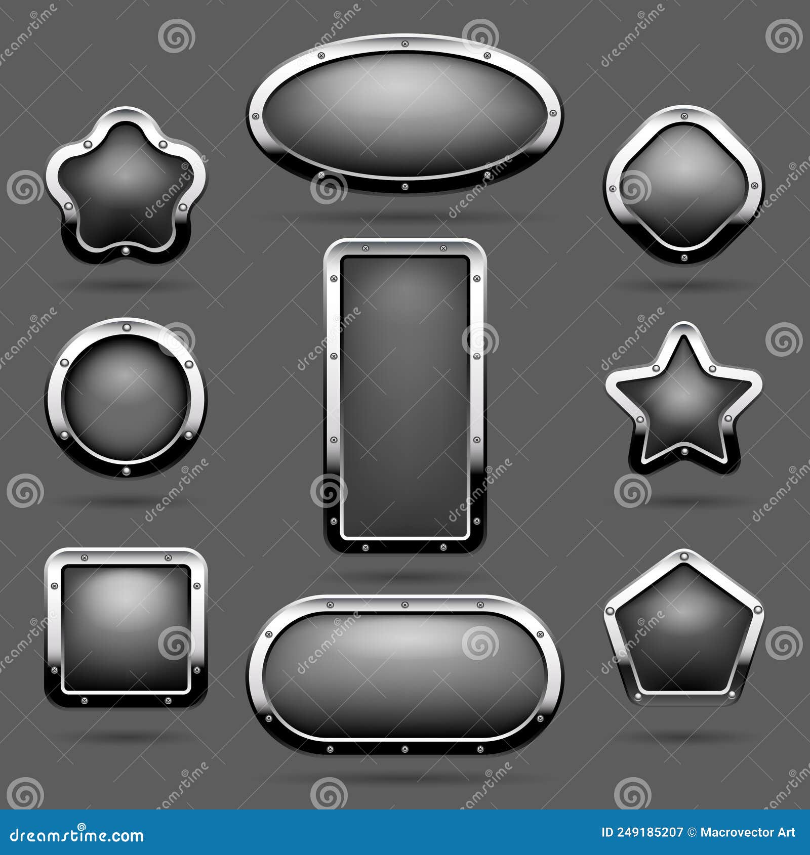 Chrome Frames or Metal Panel Buttons Vector Illustration Stock Vector ...