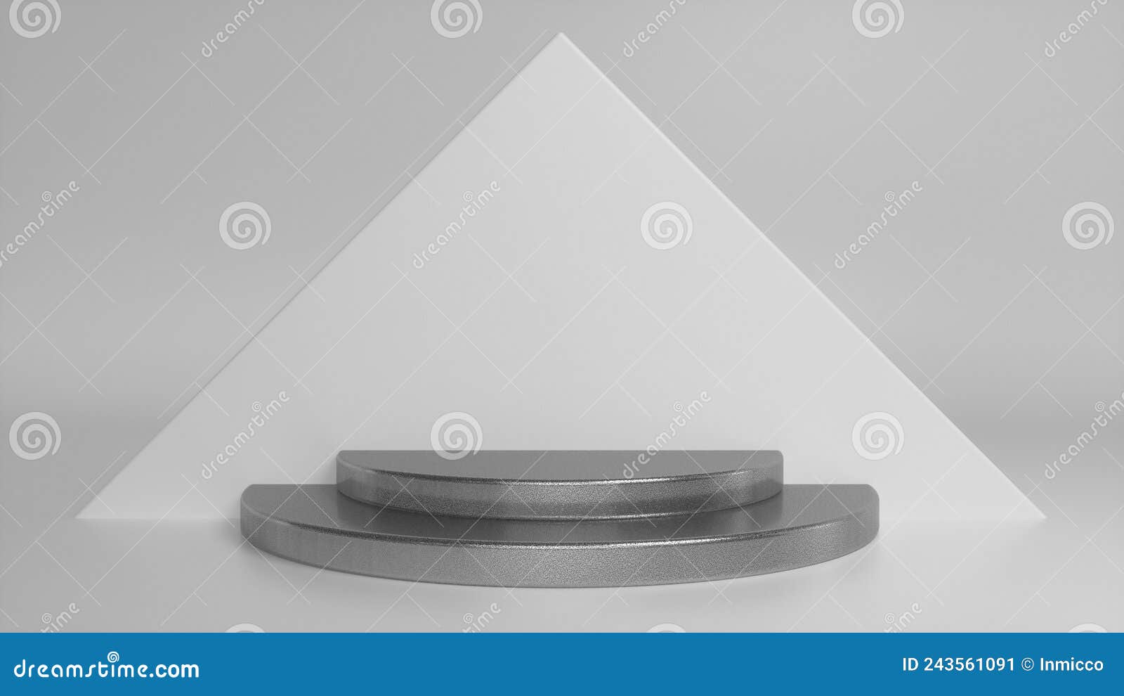 Chrome Glossy Podium on Grey Abstract Triangular Background. Blank ...