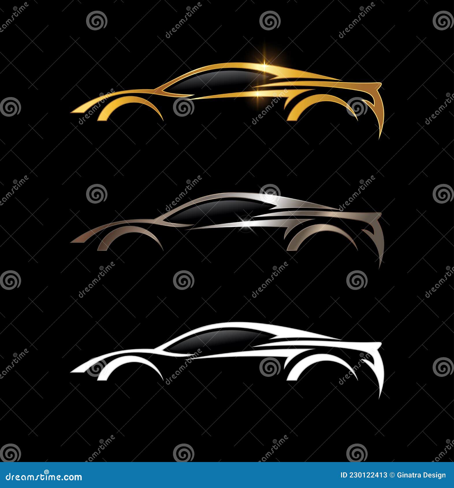 Chrome and Gold Car Vector Sign Stock Vector - Illustration of glossy ...