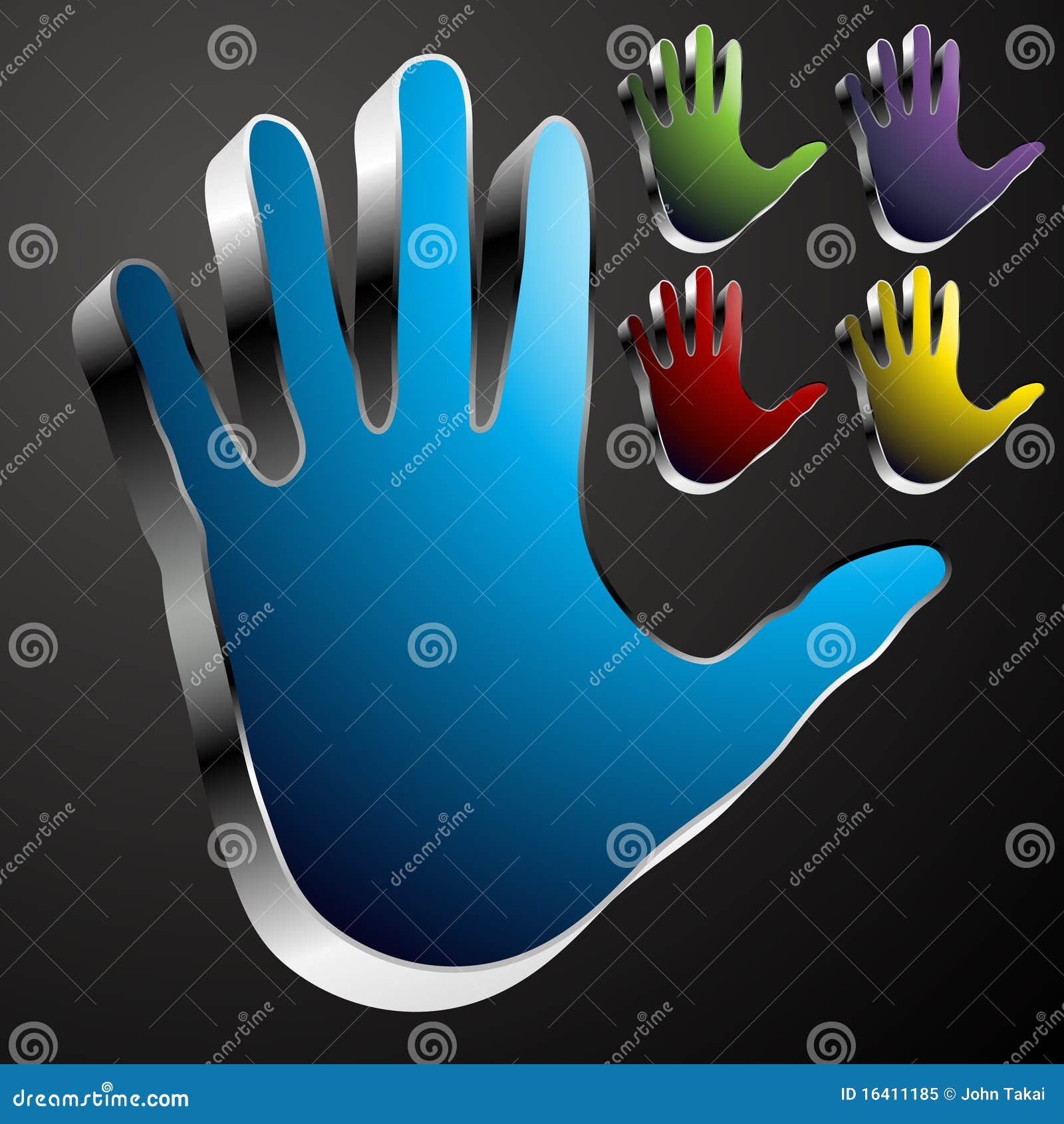 Chrome Hand Button stock vector. Illustration of silver - 16411185