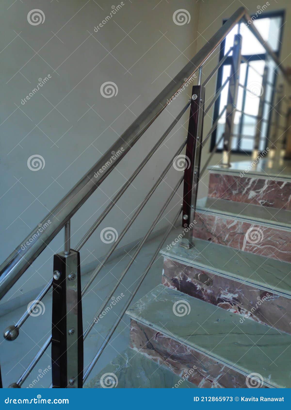Chrome Handrail in a Modern Hotel.modern Design of Handrail Stock Image ...