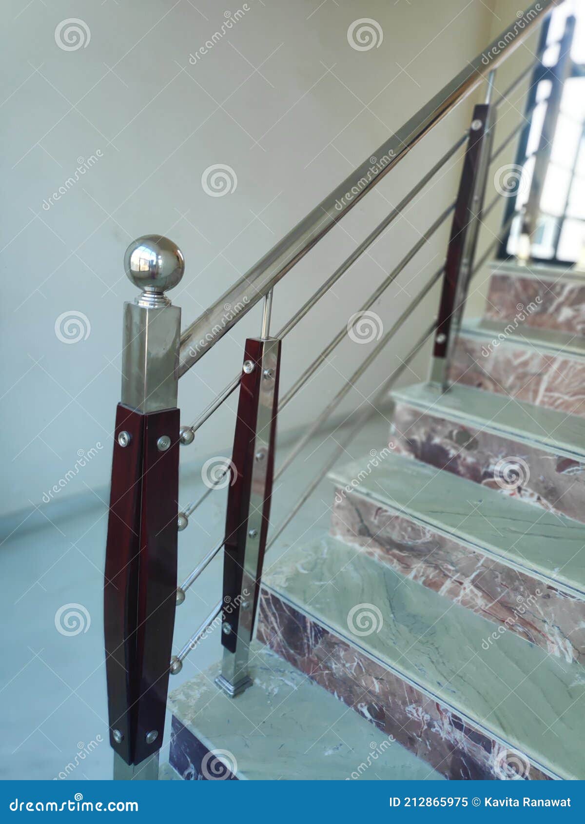 Chrome Handrail in a Modern Hotel.modern Design of Handrail Stock Image ...
