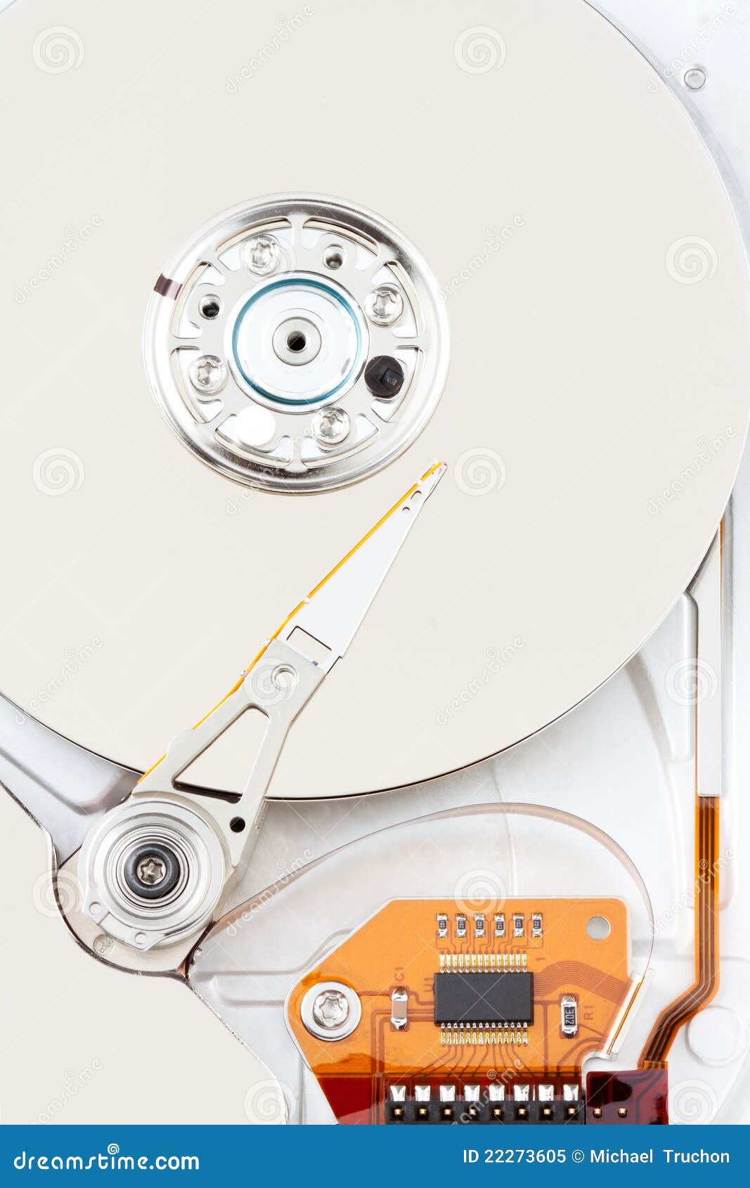 Chrome Hard Drive with Orange Ribbon Stock Image - Image of database ...