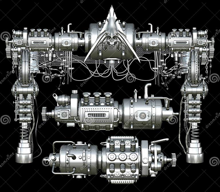 Chrome header and parts stock image. Illustration of graphical - 61138501