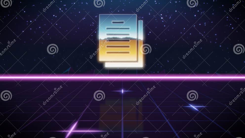 Synthwave Retro Design Icon of Contract Stock Illustration ...