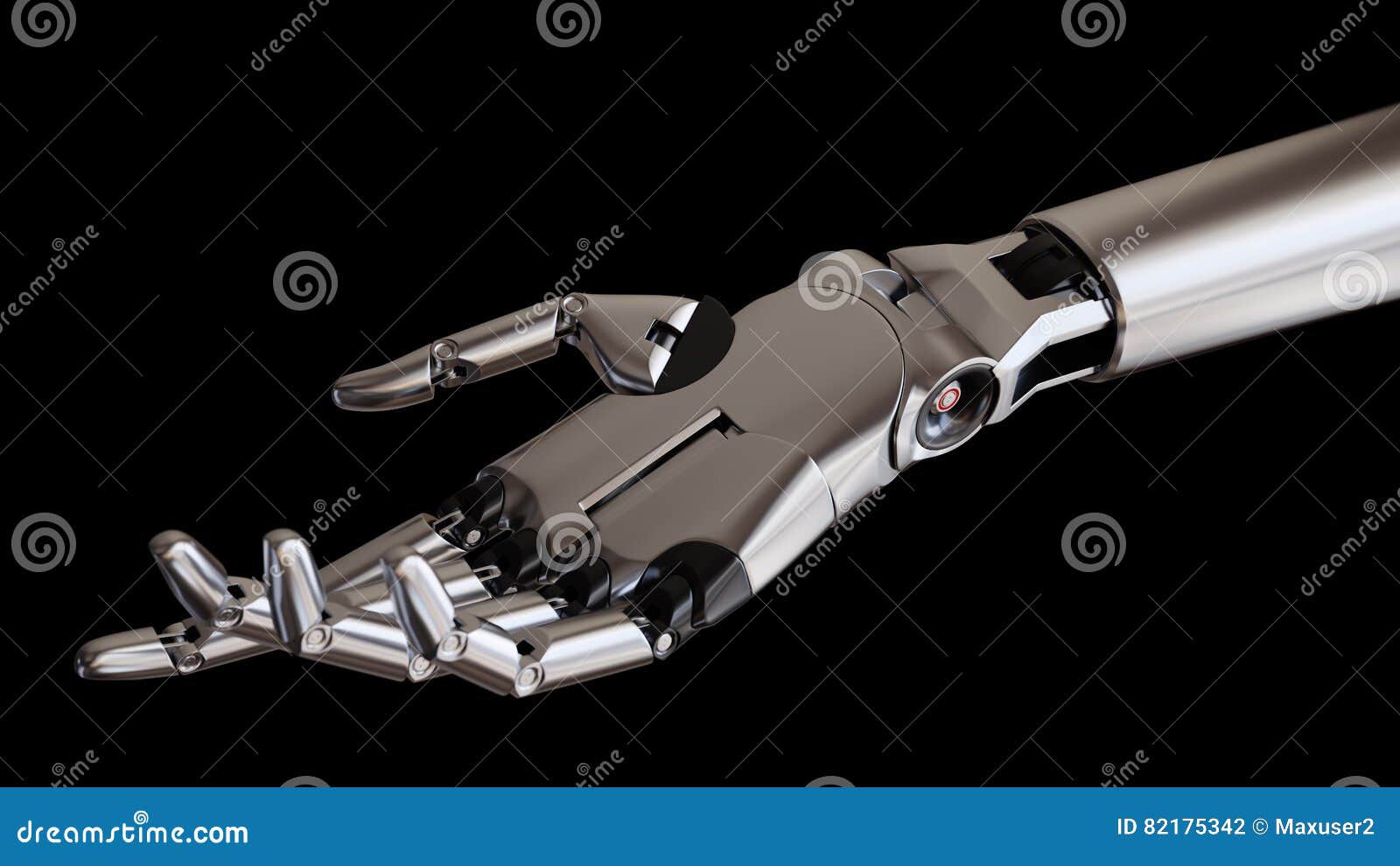 Chrome Mechanical Robotic Hand on Black Background 3d Illustration ...