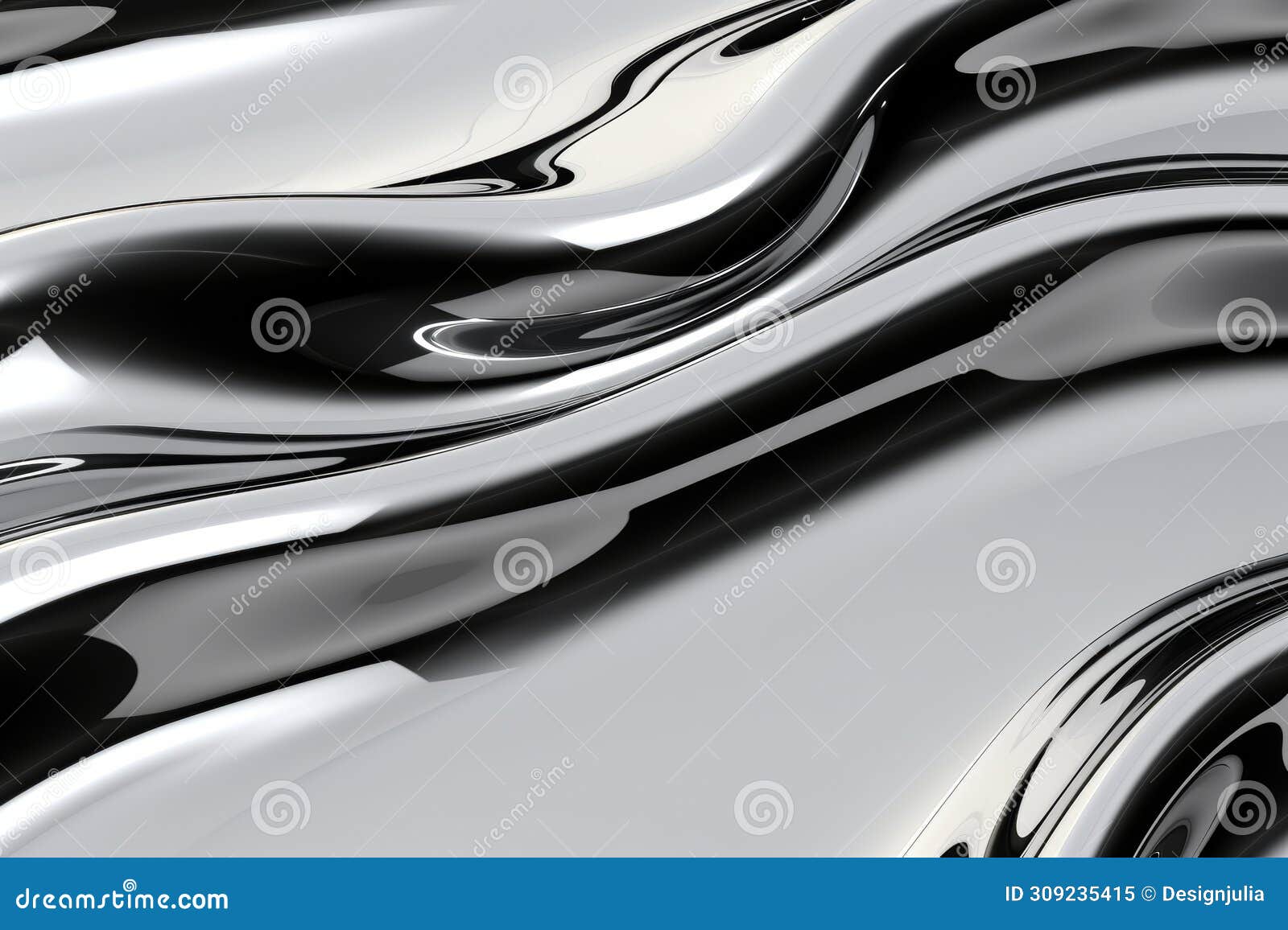 Chrome or Mercury Contrast Black and White Fluid Wave Texture with Volumetric Effect Stock ...