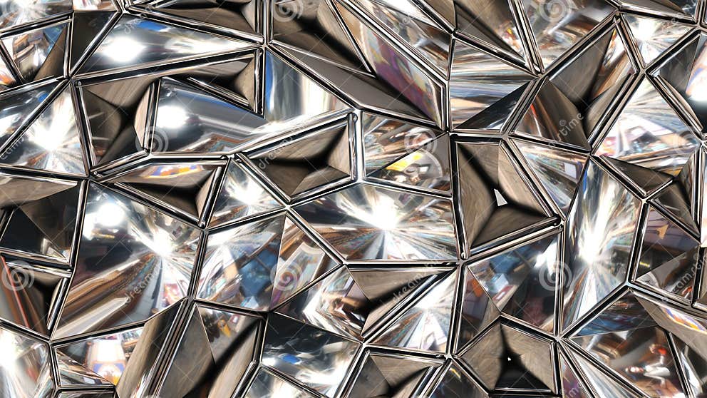 Chrome Metal Background, Shiny and Lustrous Metal Triangles Pattern ...