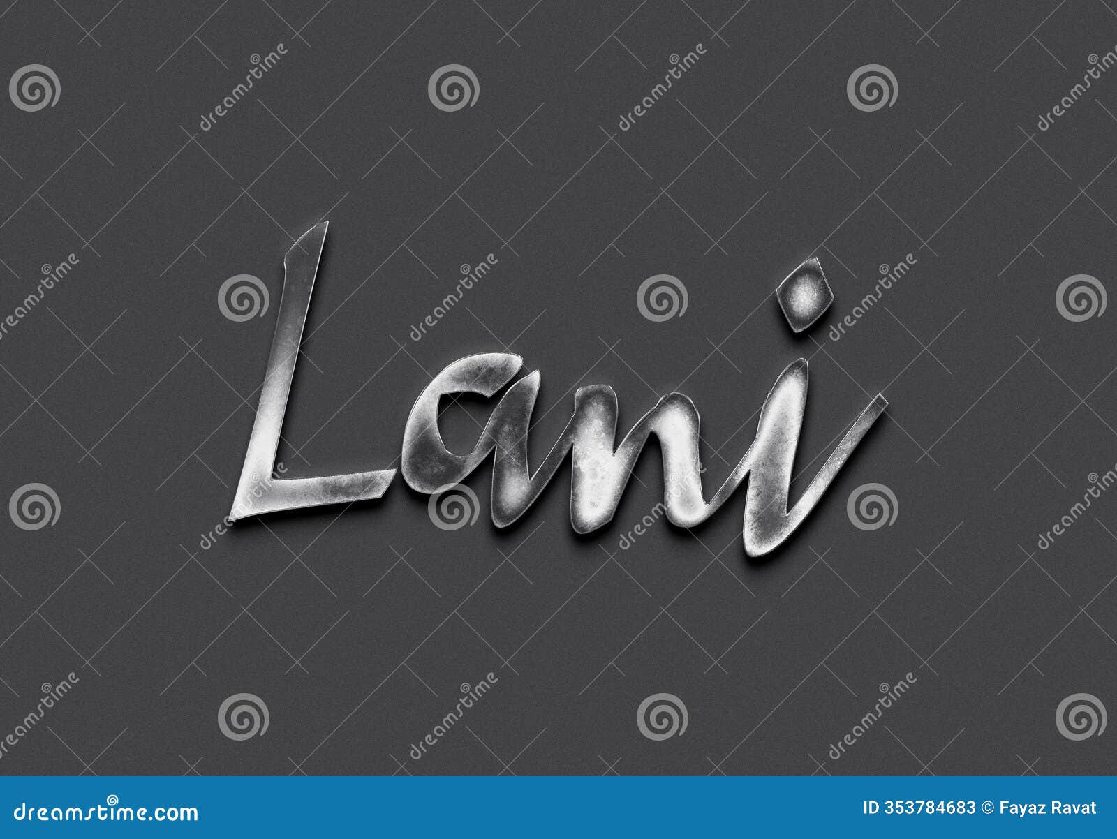 Chrome Metal 3D Name Design of Lani on Grey Background. Stock Image ...
