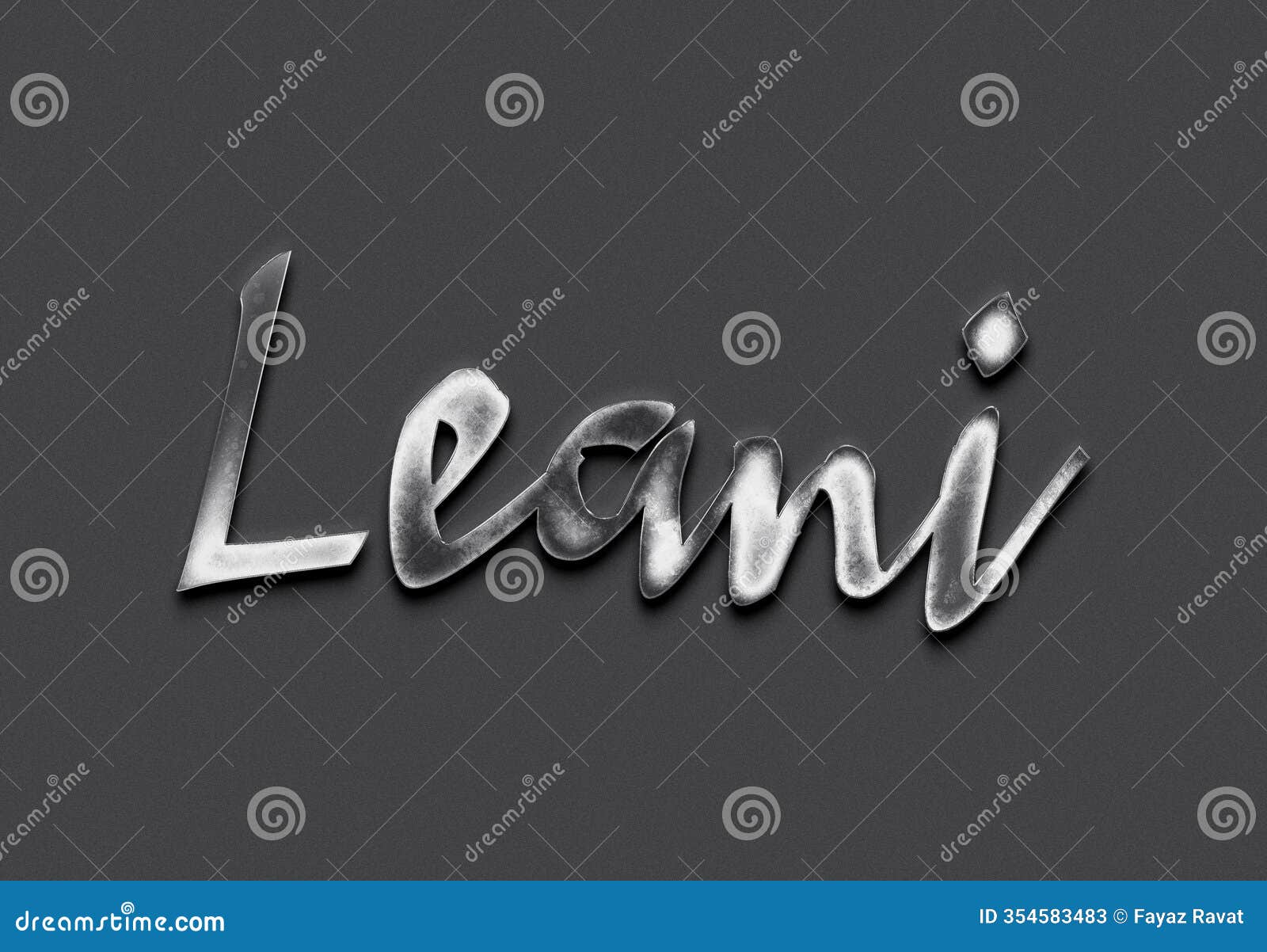 Chrome Metal 3D Name Design of Leani on Grey Background. Stock Image ...