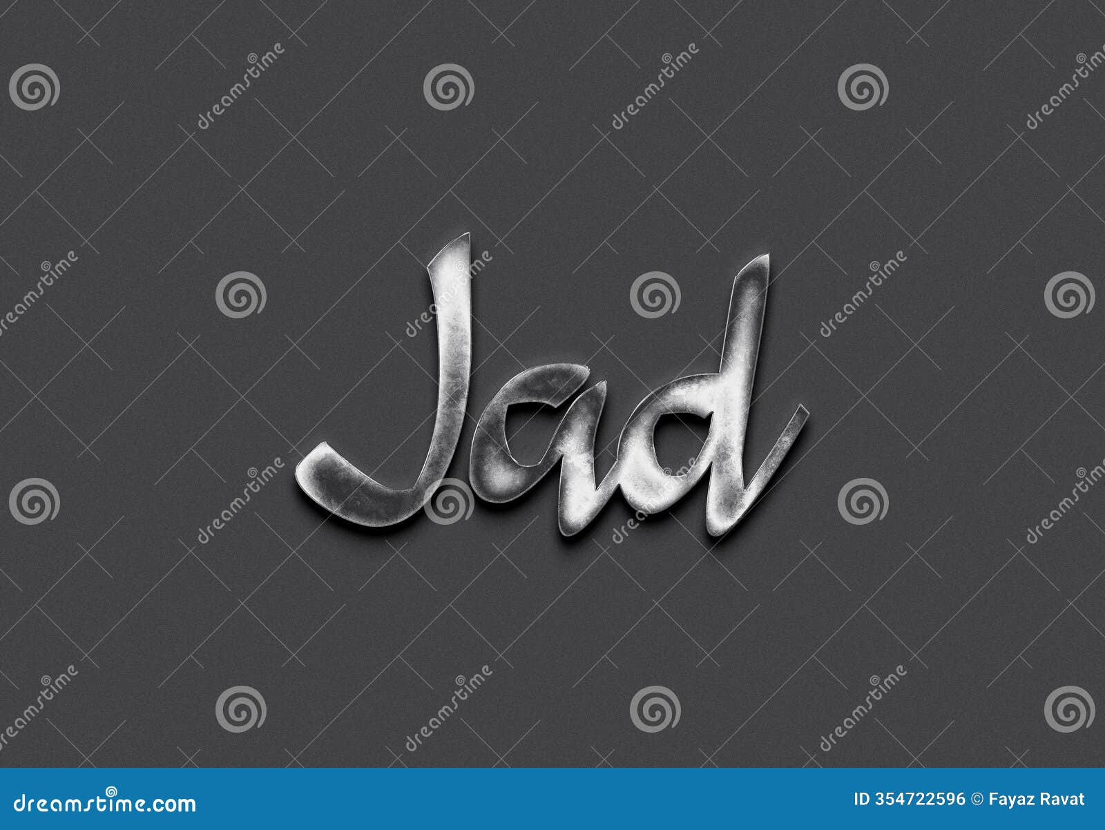 Chrome Metal 3D Name Design of Jad on Grey Background. Stock Photo ...