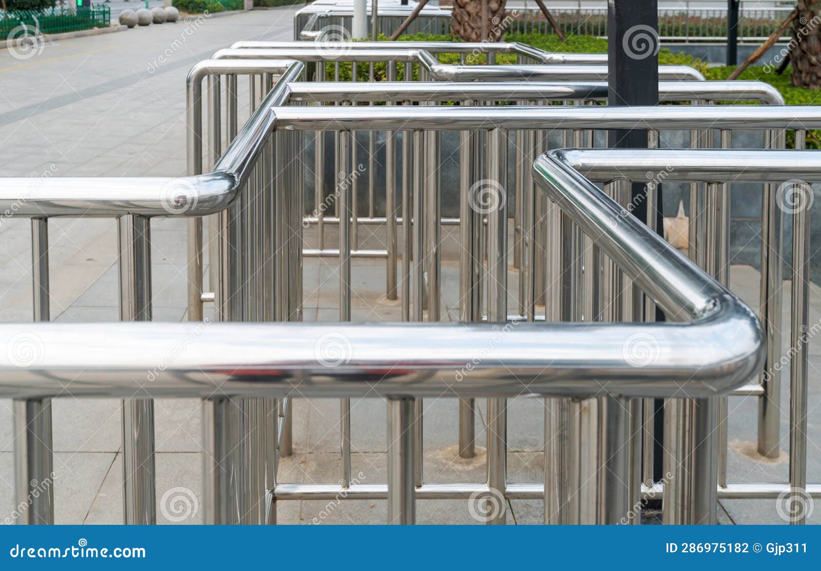 Chrome Metal Guard Rail stock photo. Image of design - 286975182