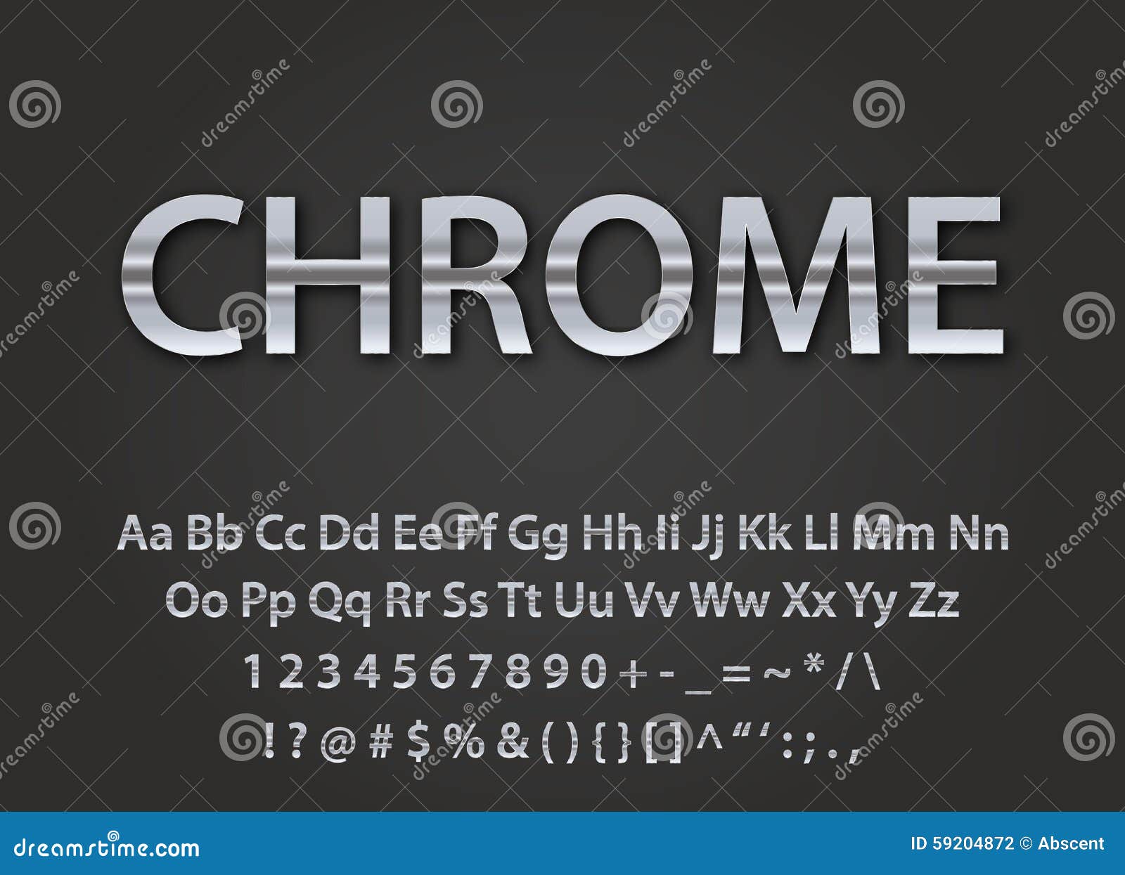 Chrome metallic font stock vector. Illustration of iron - 59204872 Chrome metallic font stock vector. Illustration of iron - 59204872