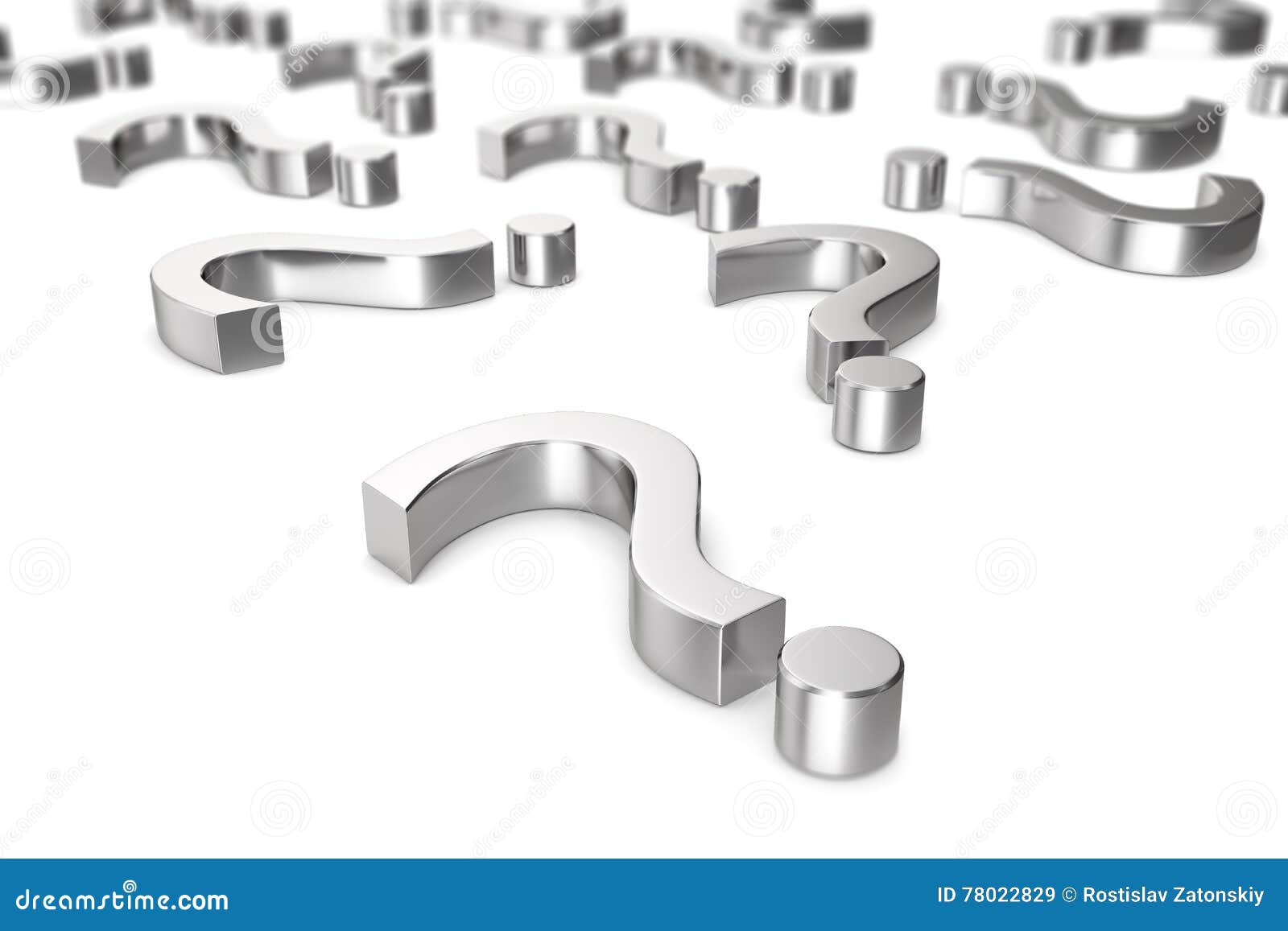 Chrome, Metallic Question Marks on a White Background with the Effect ...