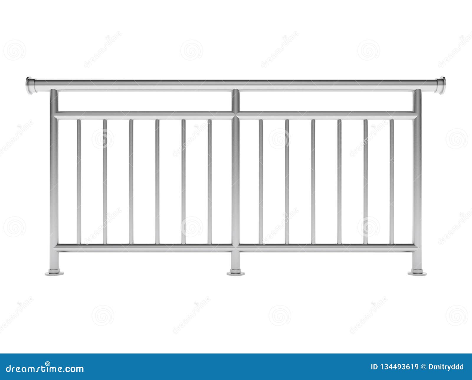 Chrome Modern Railing Render 3d Model Stock Illustration - Illustration ...