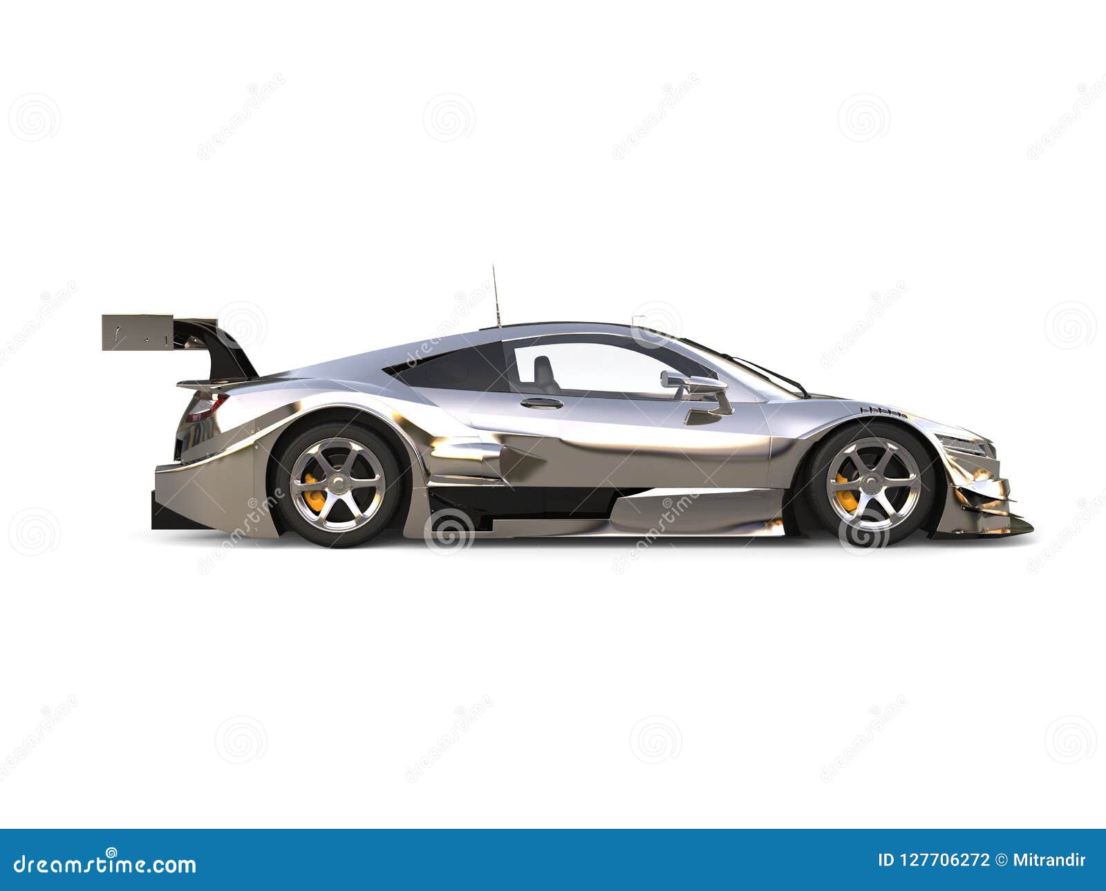 Chrome Modern Super Car - Side View Stock Illustration - Illustration ...