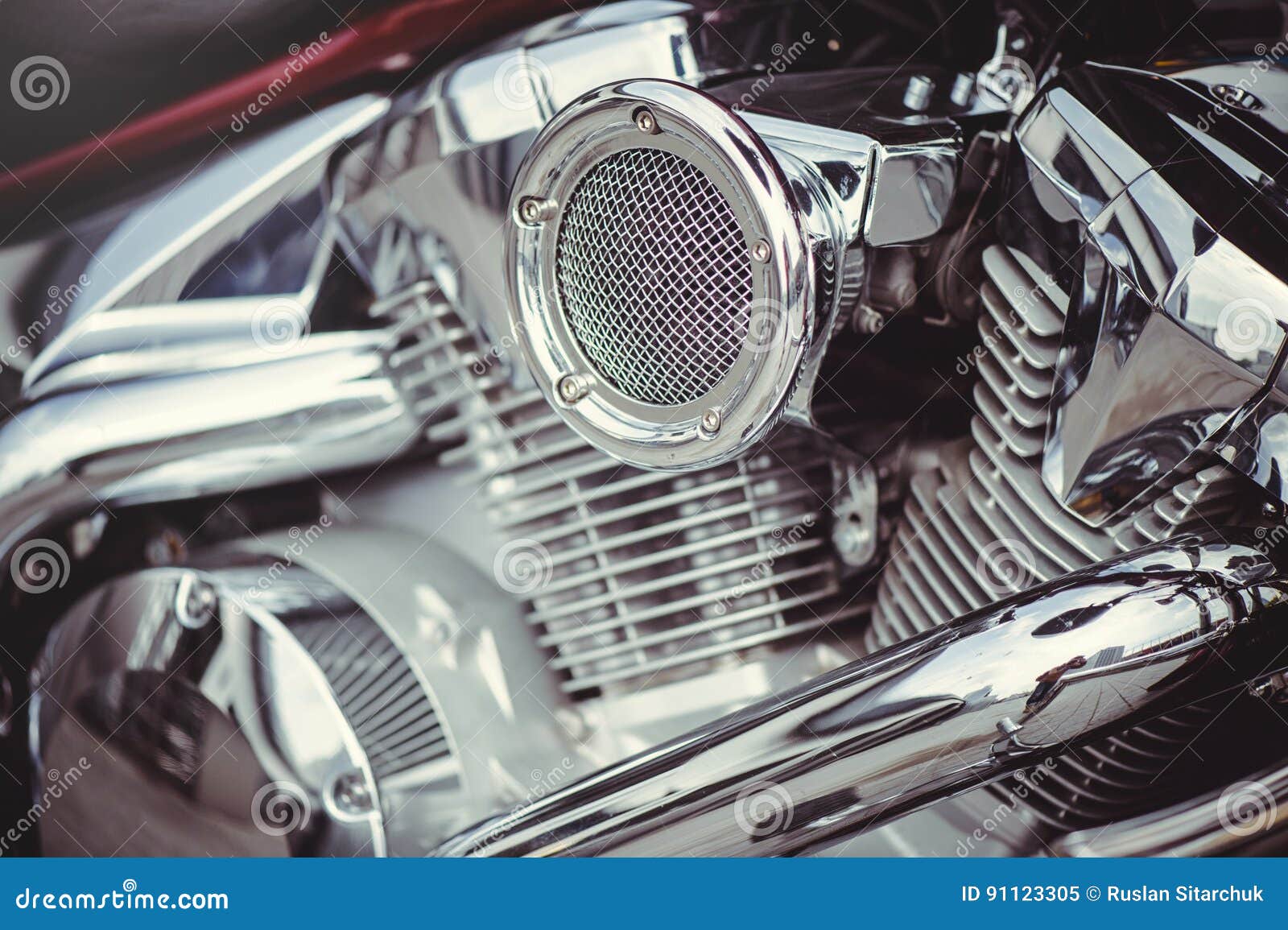 Chrome Motorcycle Air Filter Stock Image - Image of chrome, mechanical ...