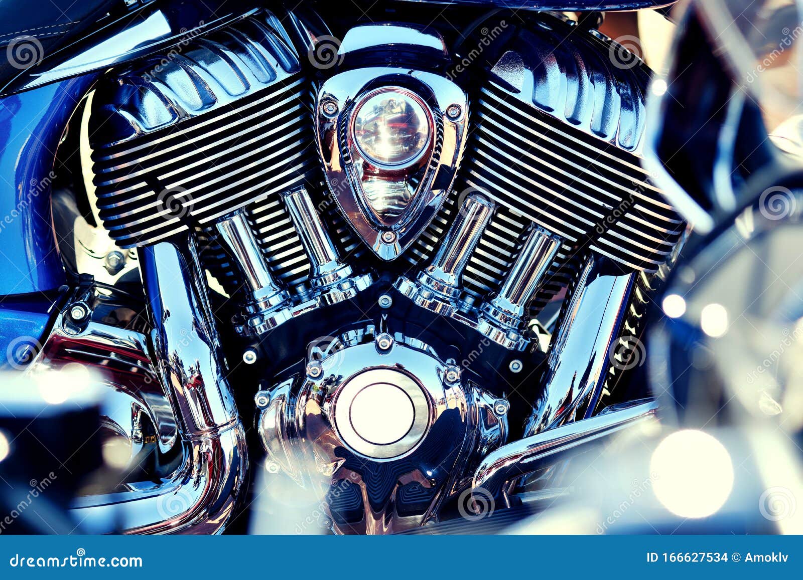 Chrome Motorcycle Engine Close Up View Stock Photo - Image of mechanism ...
