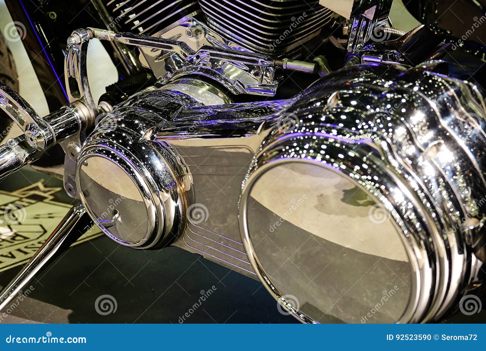 Chrome motorcycle engine stock photo. Image of sport - 92523590