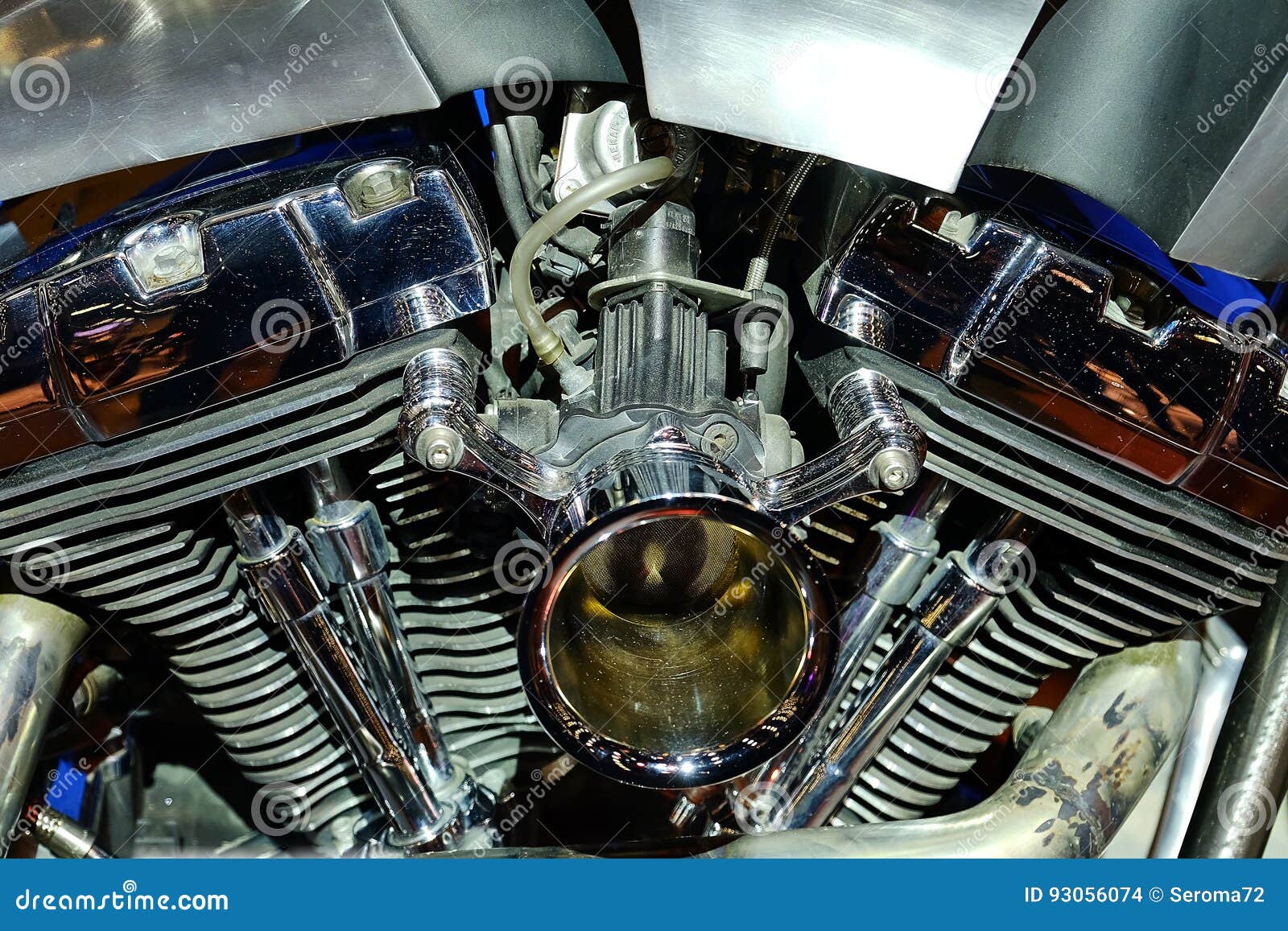 Chrome motorcycle engine stock photo. Image of iron, steel - 93056074