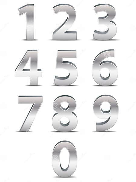 Chrome Numbers in 3D stock vector. Illustration of dimensional - 20410005