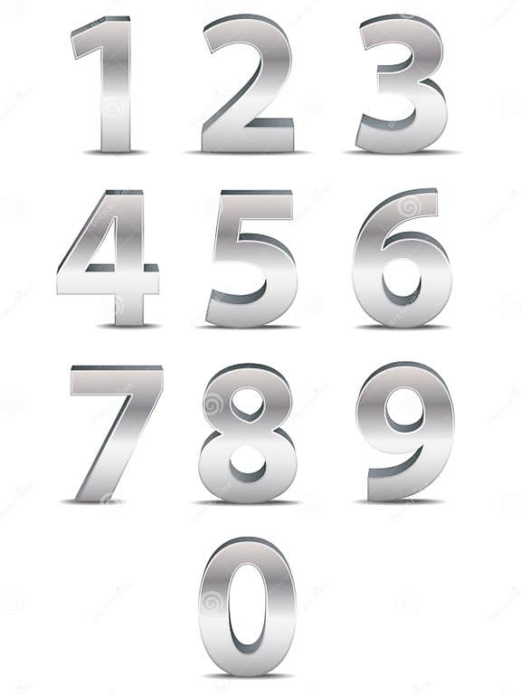 Chrome Numbers in 3D stock vector. Illustration of dimensional - 20410005