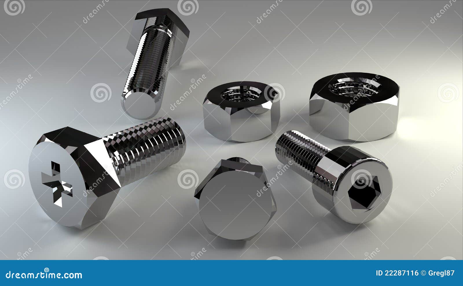 Chrome nuts and bolts stock illustration. Illustration of tool - 22287116