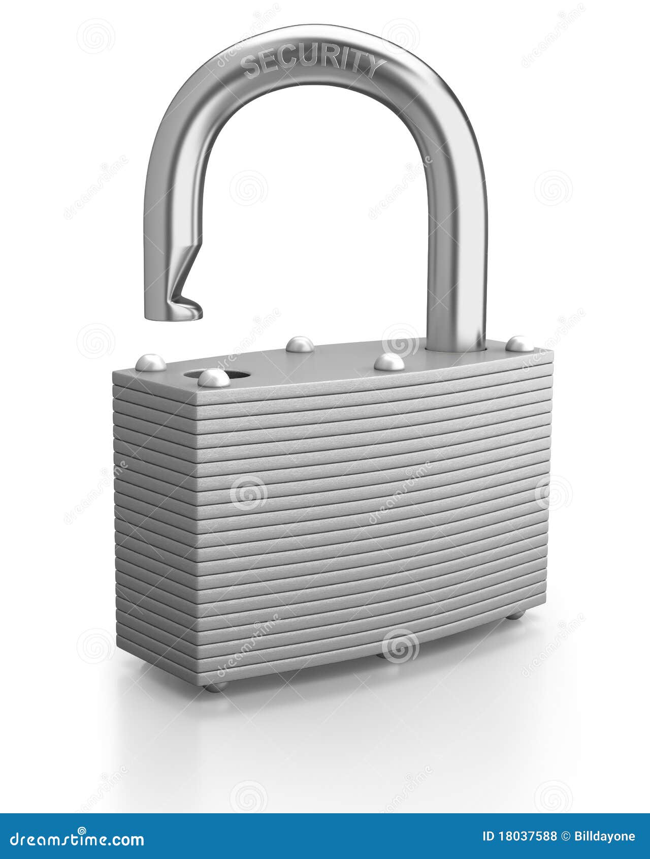 Chrome Padlock Opened on White Background Stock Illustration ...