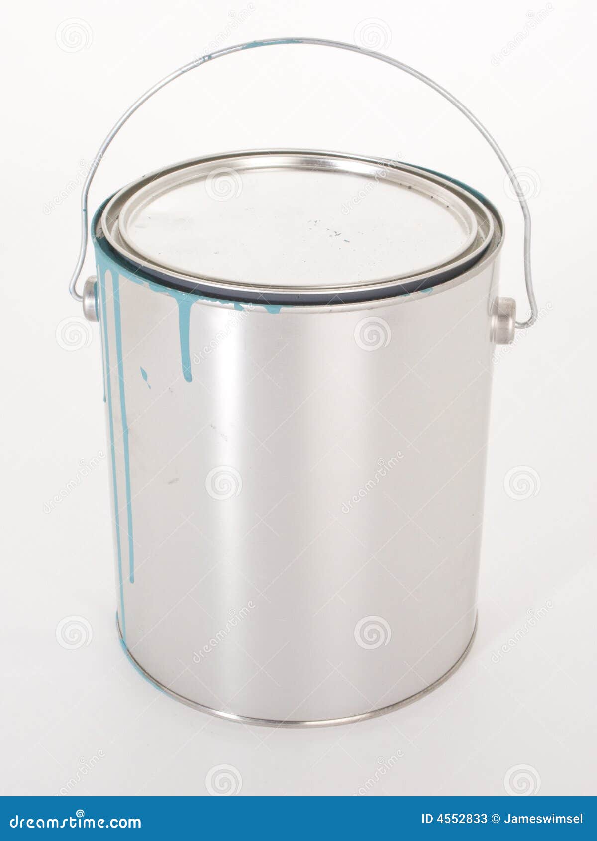 Chrome Paint Can with Blue Drips from Above Stock Image - Image of ...