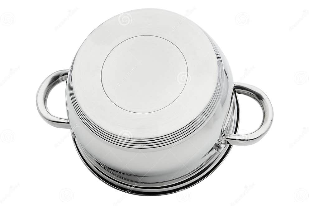 Chrome Pan Inverted Bottom Isolate on a White Background. Stock Image ...