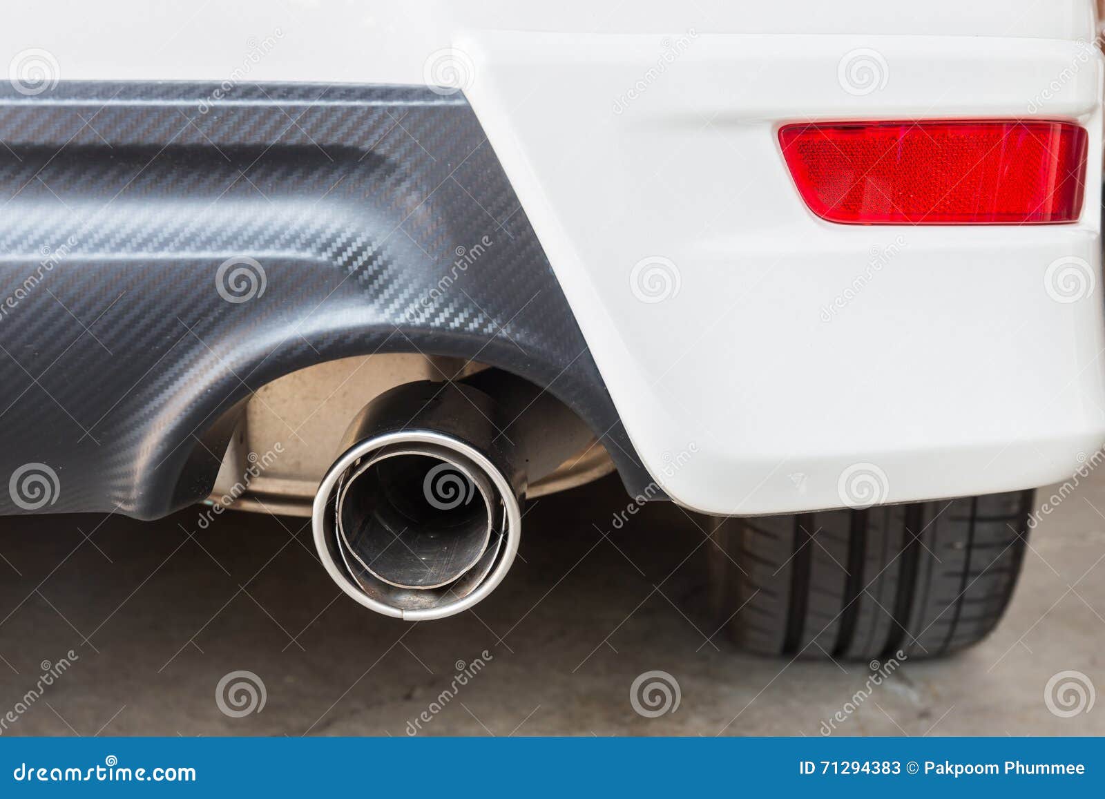 Chrome Pipe of White Powerful Sport Car Stock Image - Image of ...