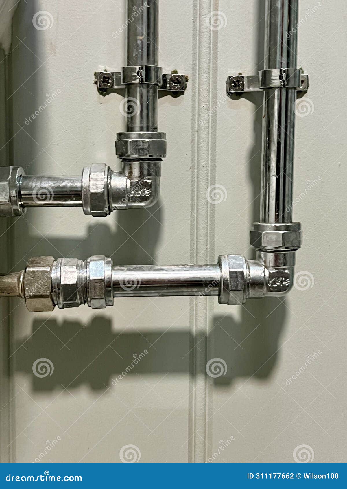 Chrome Pipework stock photo. Image of bathroom, compression - 311177662