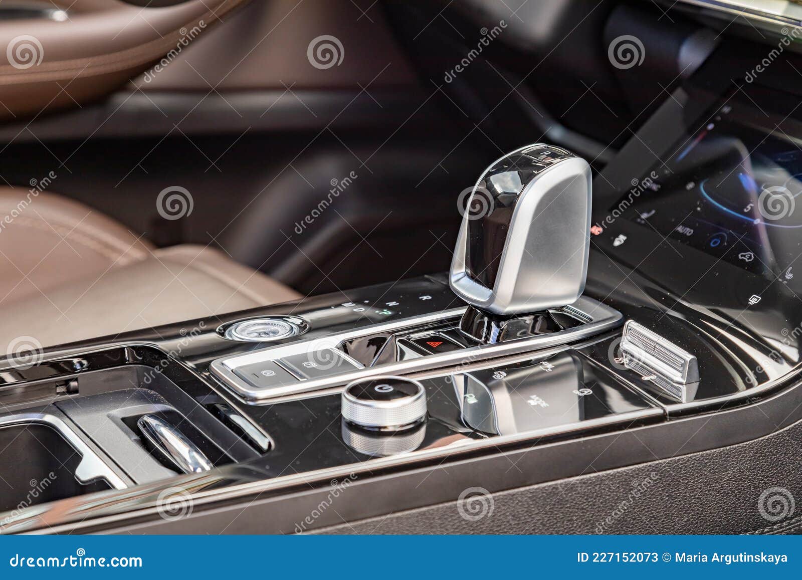 The Chrome-plated Gear Lever of an Automatic Transmission in a Modern ...