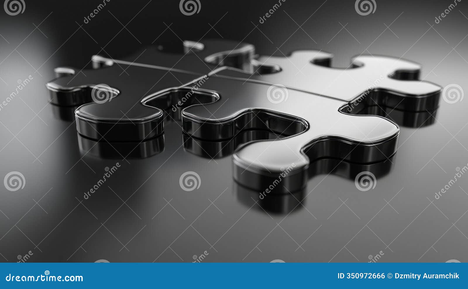 Chrome Puzzle Pieces with Sky Reflection, Abstract Metallic Puzzle ...