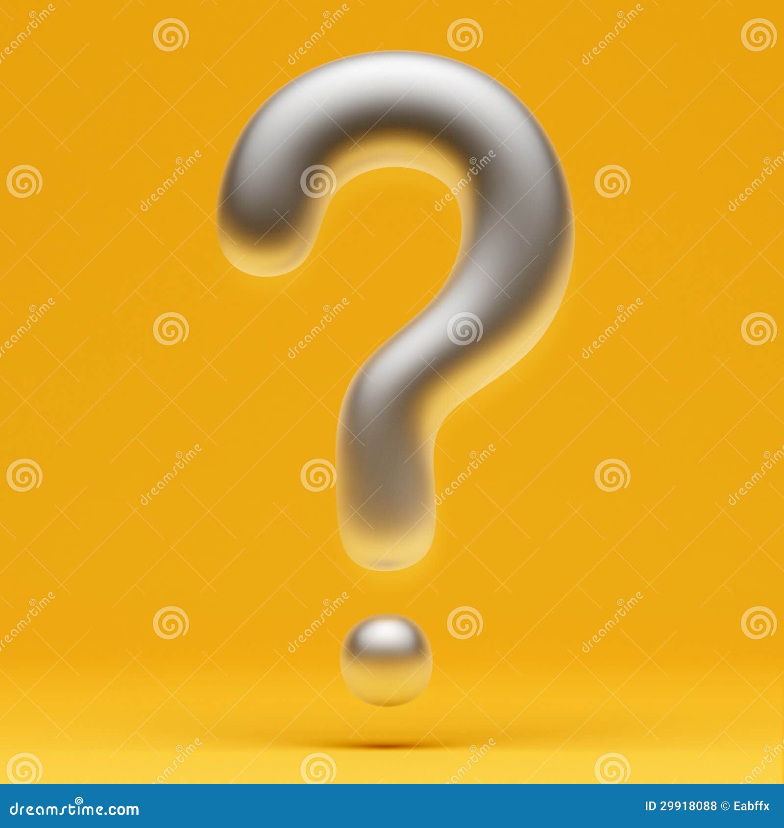 Chrome Question Mark Symbol. 3D Render Shiny Metal Font Isolated On ...