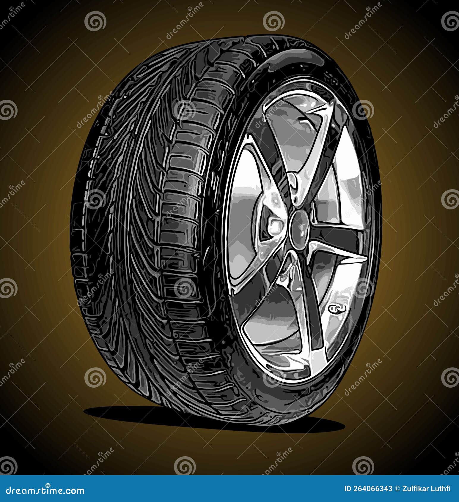 Chrome racing car wheels stock vector. Illustration of template - 264066343