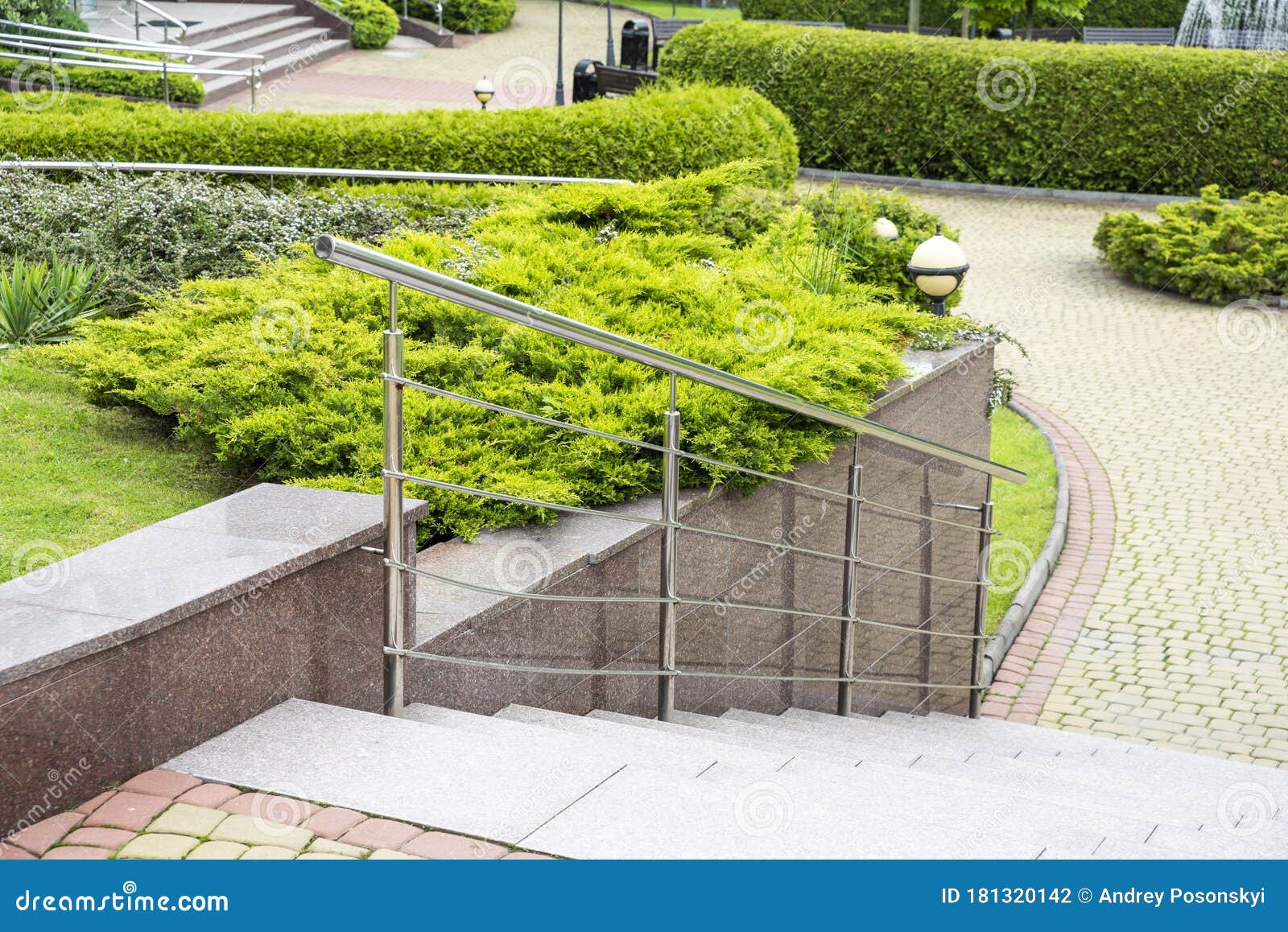 Chrome Railing on with Dulls in a Multi-tiered Park Stock Photo - Image ...