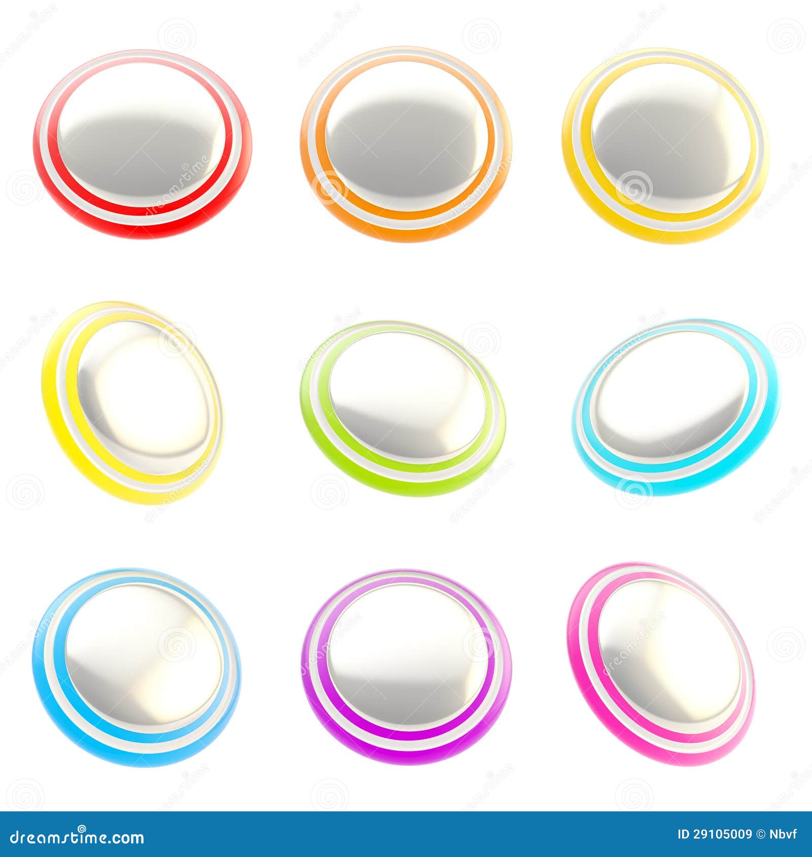 Chrome and Rainbow Colored Glossy Plastic Round Buttons Stock ...