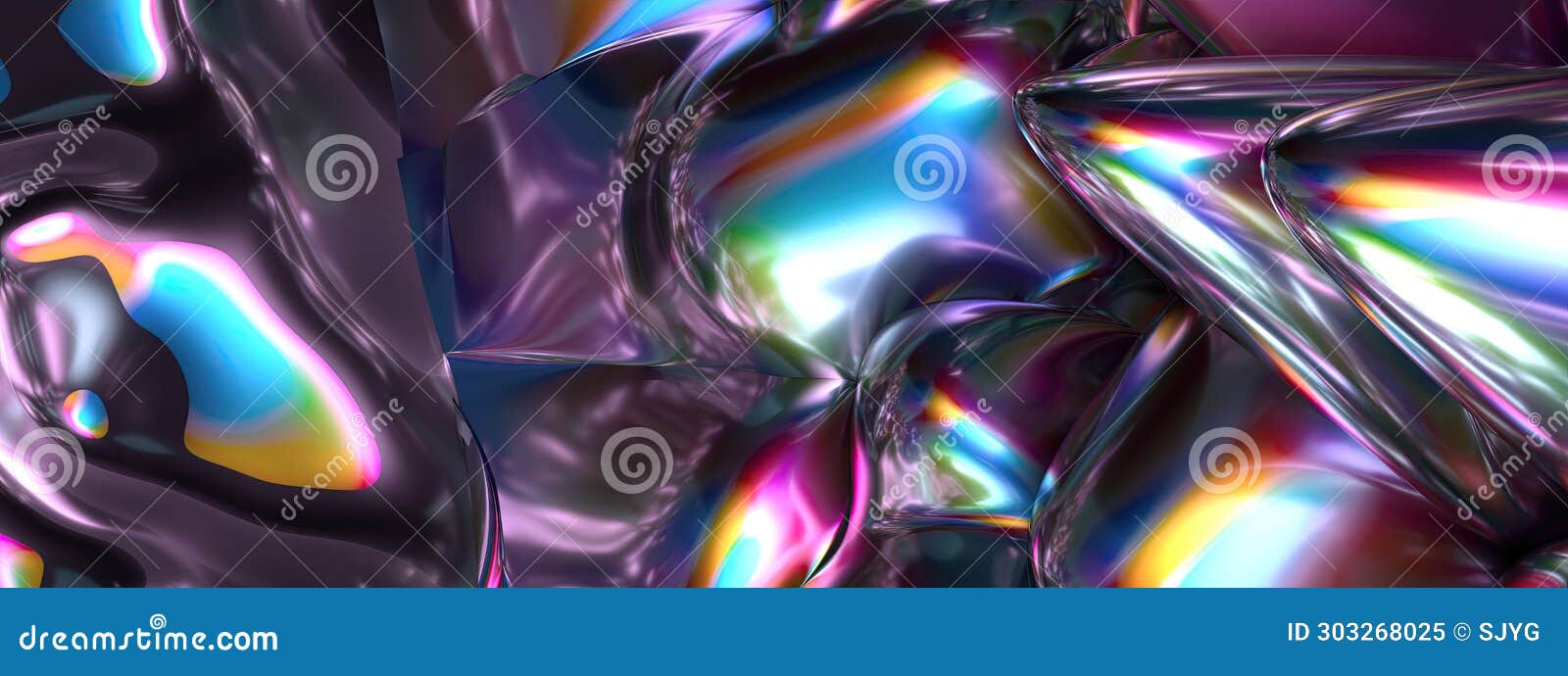 Chrome Rainbow Reflection Metal Ripple Impressionist Paint Liquid ...