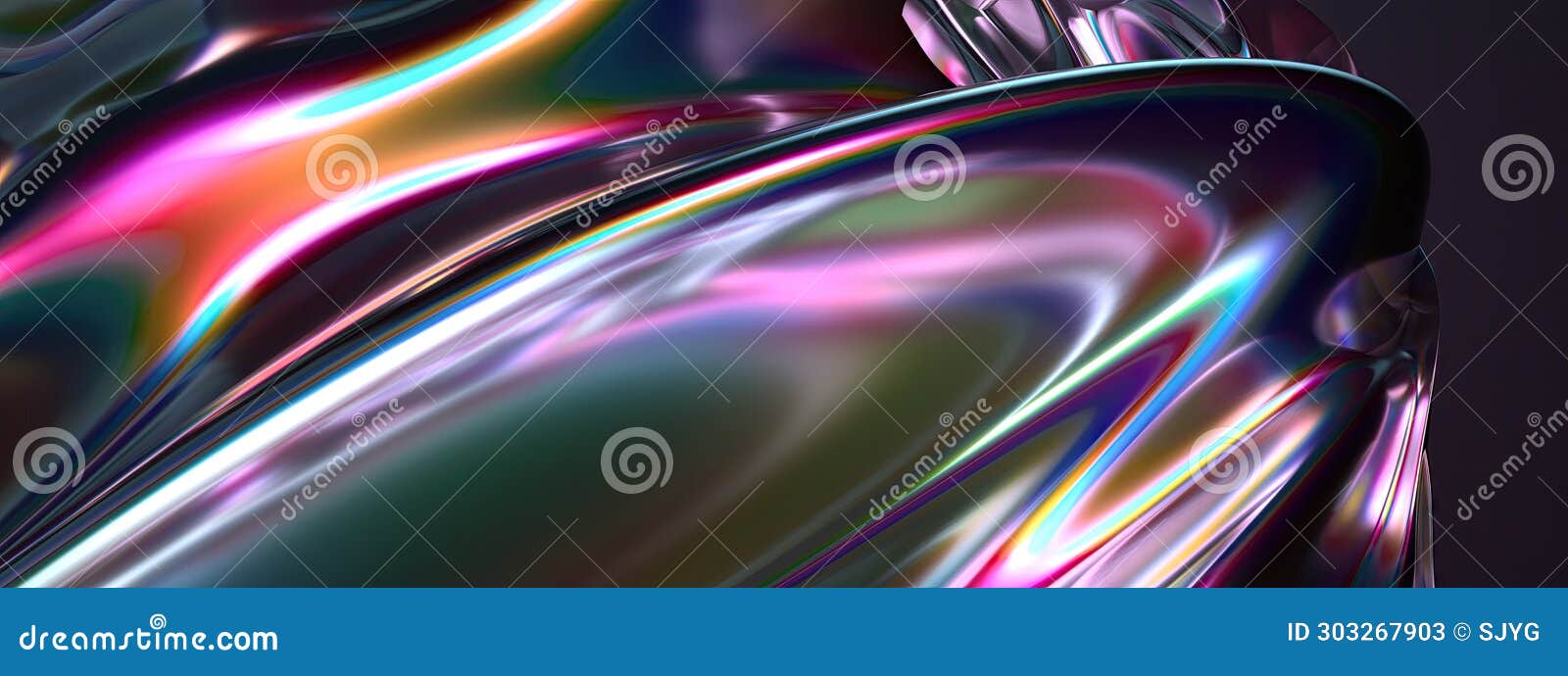 Chrome Rainbow Reflection Metal Wavy Modern Surface Creature Elegant ...