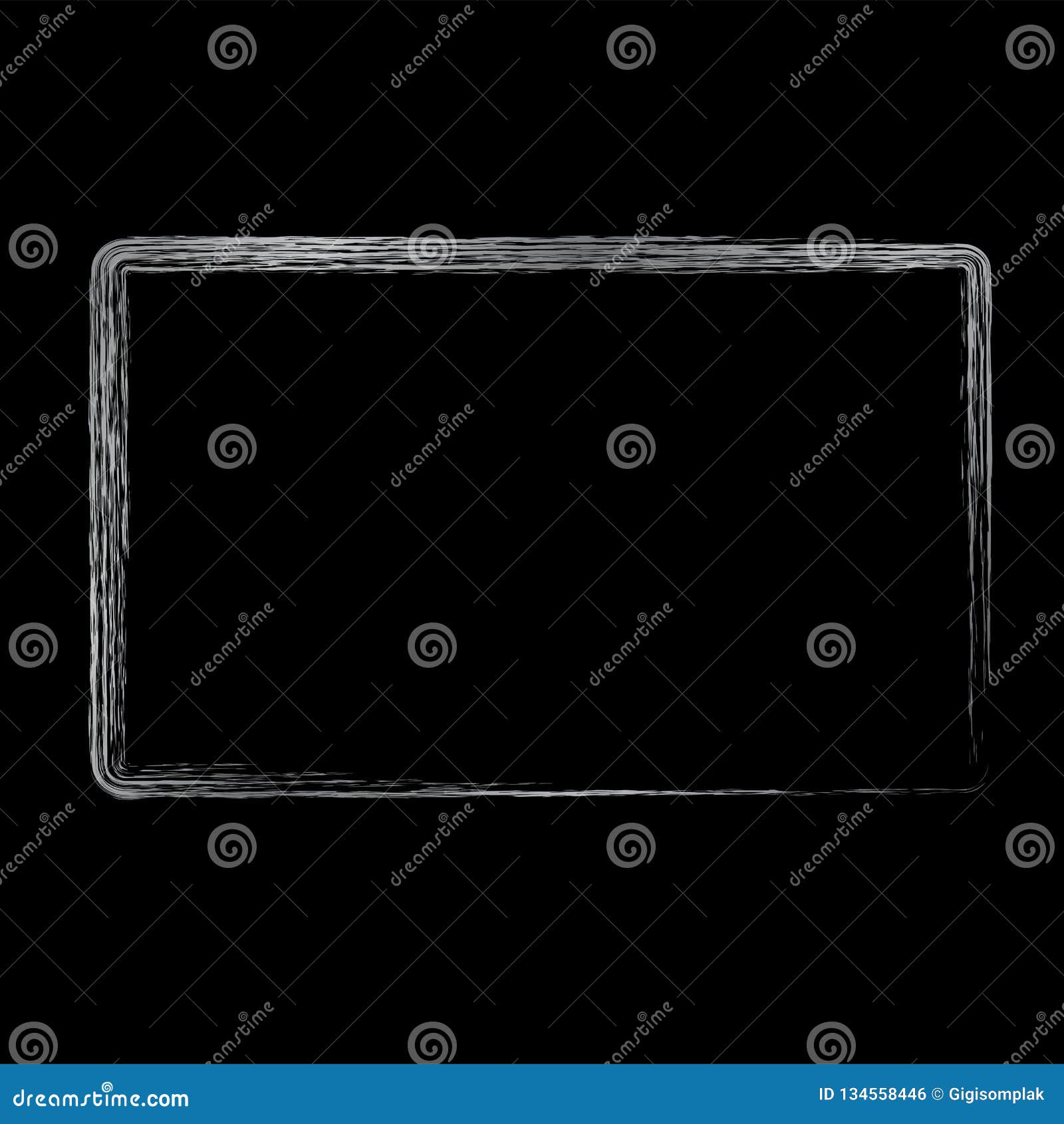 Chrome Rectangle Frame, at Black Background Stock Vector - Illustration ...